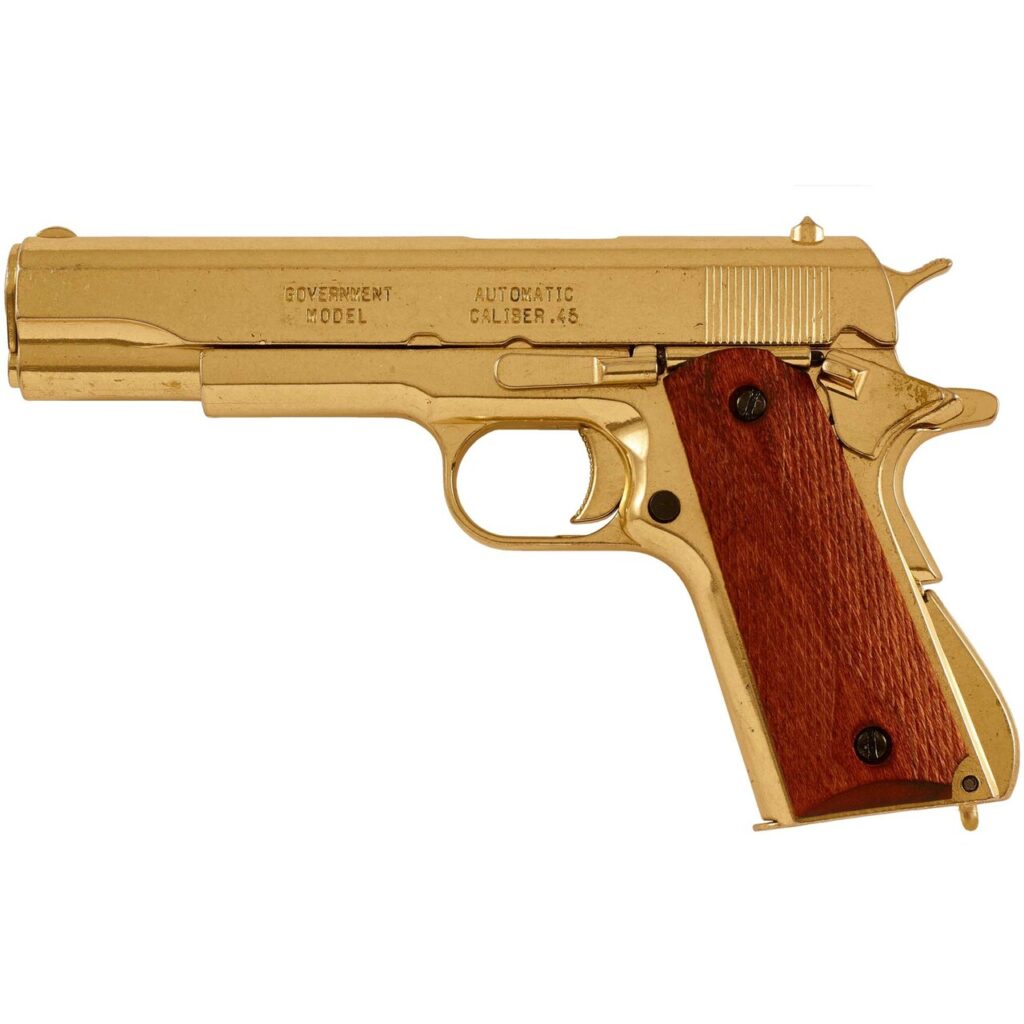 M1911A1 Gold Finish Wood Grips Field Strippable Automatic Pistol Non ...