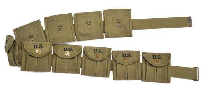 M1 Carbine Bandolier with 10 Magazine Pouches Marked JT&L 1944