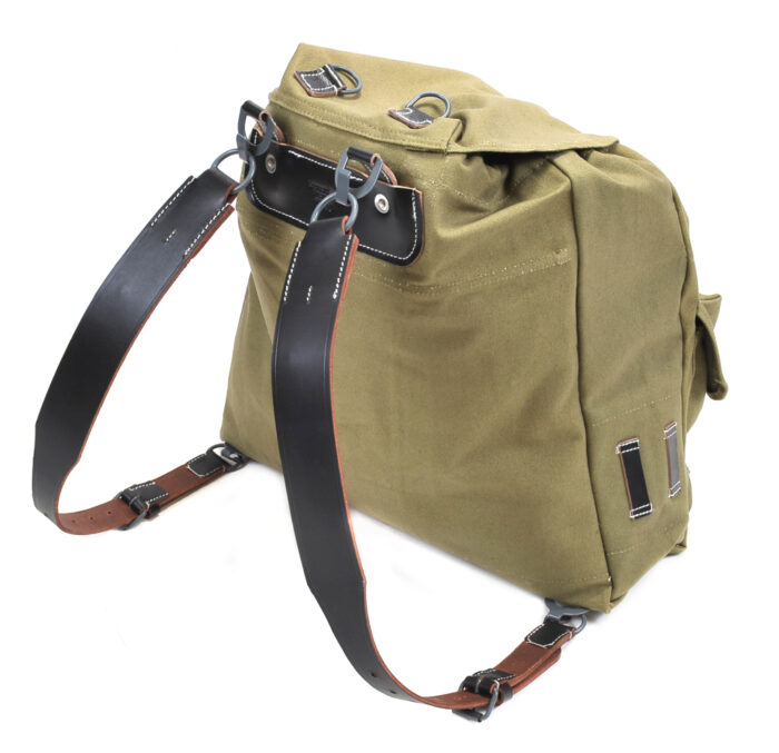 German WW2 1941 Rucksack with Leather Straps Field Green