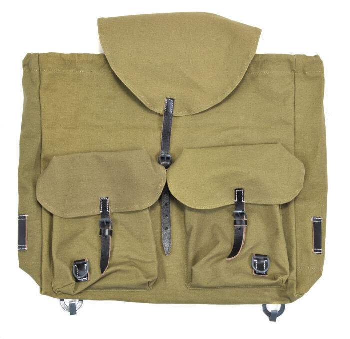 German WW2 1941 Rucksack with Leather Straps Field Green