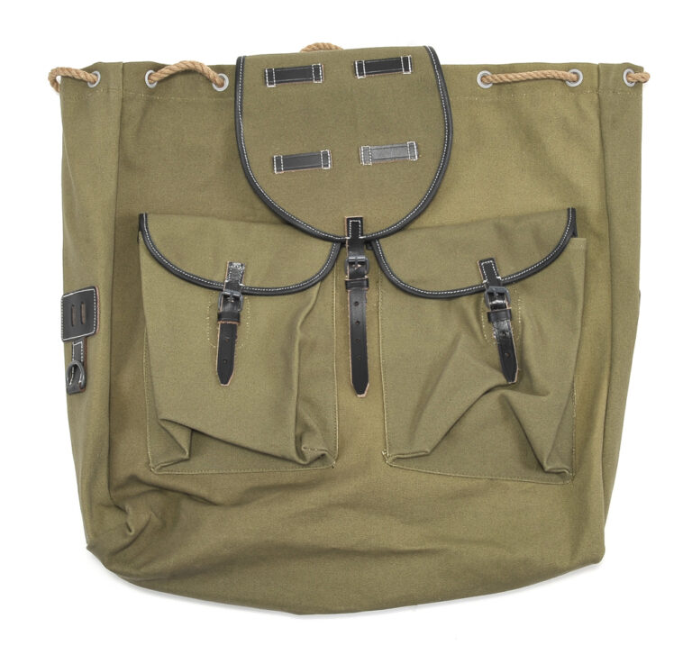 German WW2 M31 Rucksack with Leather Straps Field Green