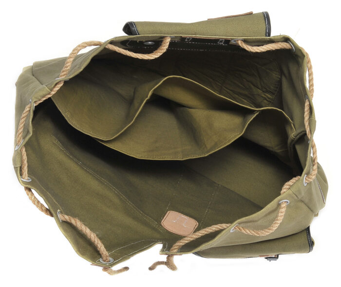 German WW2 M31 Rucksack with Leather Straps Field Green