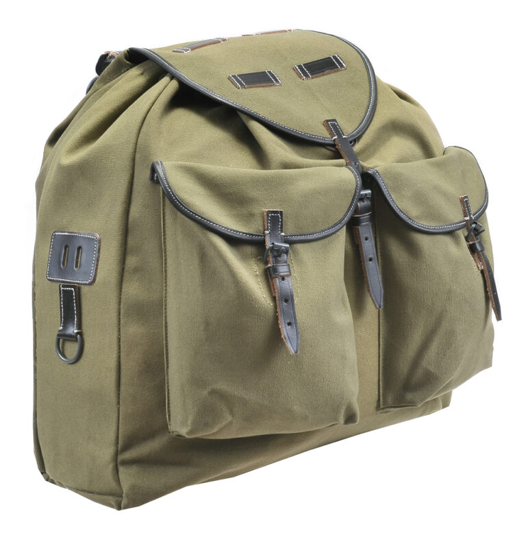 German WW2 M31 Rucksack with Leather Straps Field Green