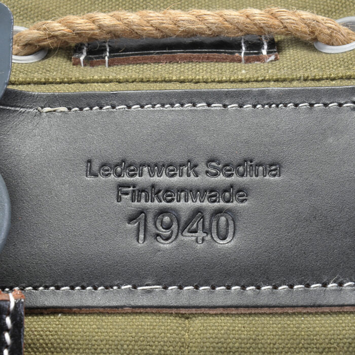 German WW2 M31 Rucksack with Leather Straps Field Green
