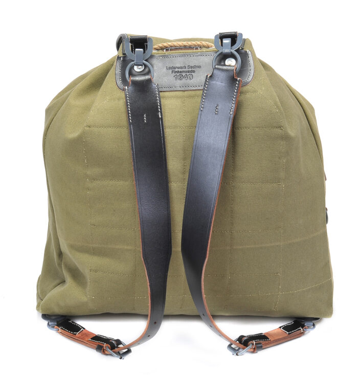 German WW2 M31 Rucksack with Leather Straps Field Green