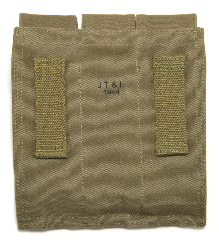 WW2 Rigger Made M1 Carbine 3 Cell Magazine Pouch Marked JT&L 1944
