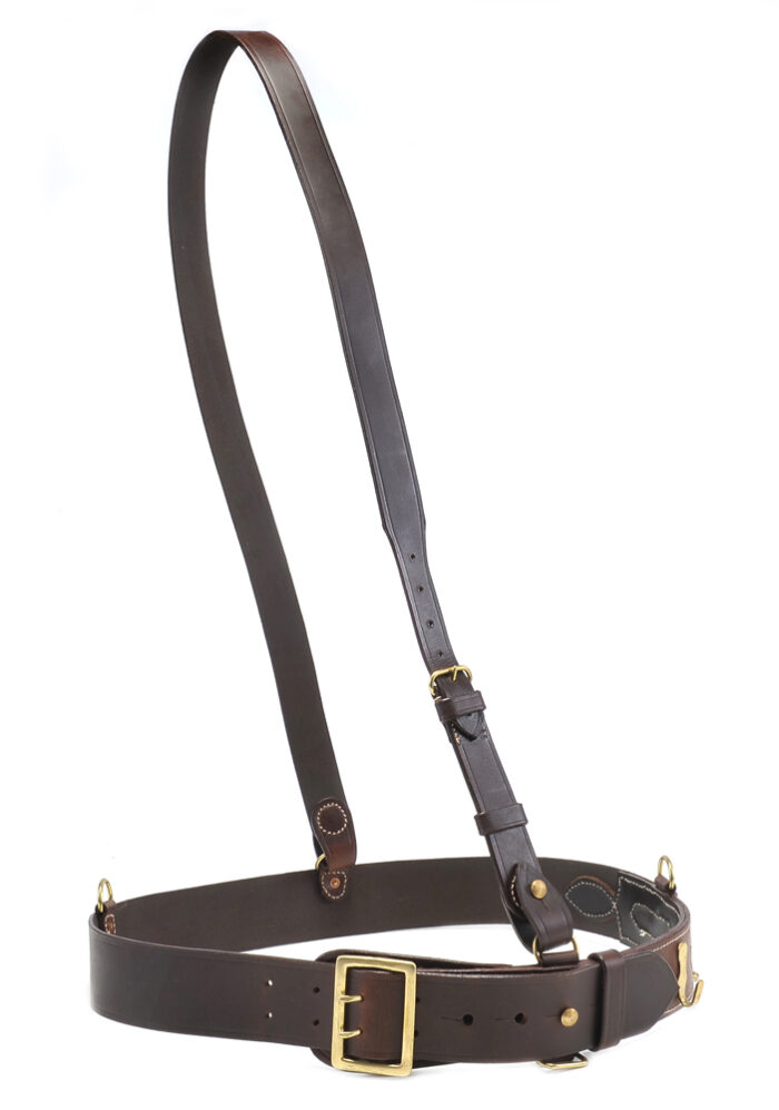 WW1 Sam Browne Belt With Shoulder Strap Premium Drum Dyed Brown Leather