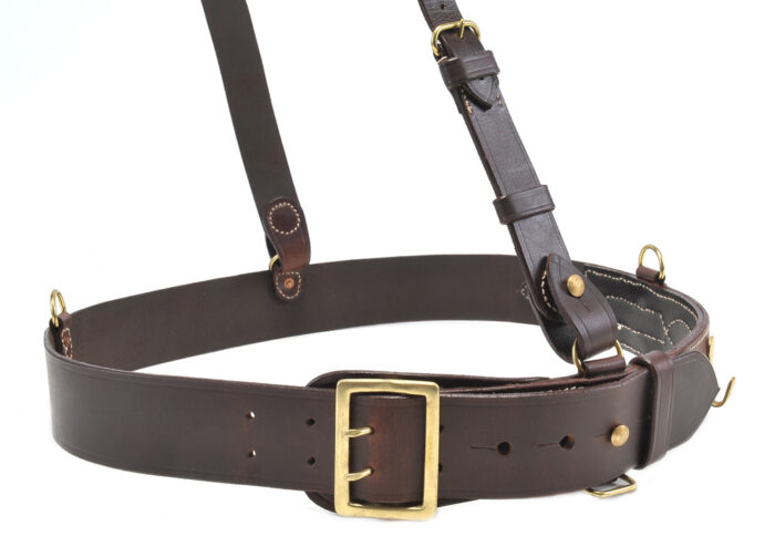 WW1 Sam Browne Belt With Shoulder Strap Premium Drum Dyed Brown Leather