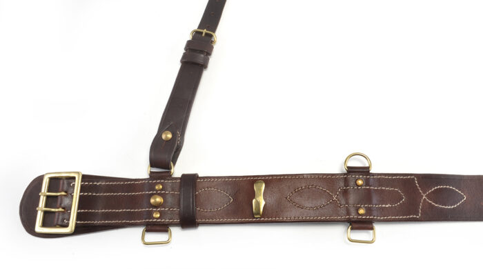 WW1 Sam Browne Belt With Shoulder Strap Premium Drum Dyed Brown Leather